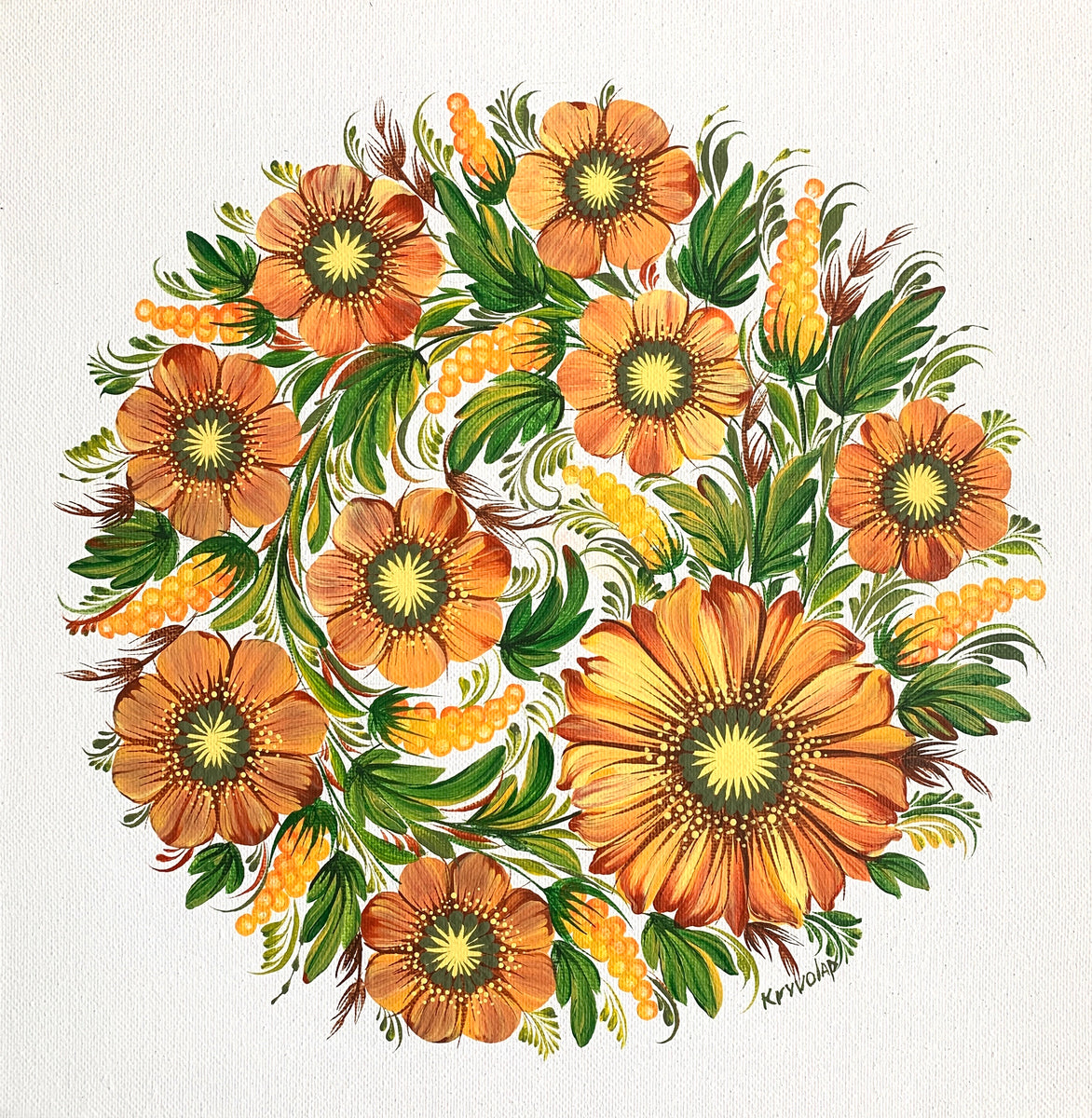 FLOWER MEDALLION 3 - 12 in x 12 in (30.4 cm x 30.4 cm) – Kateryna Kryvolap