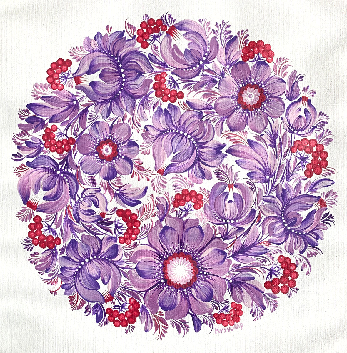 FLOWER MEDALLION 6 - 12 in x 12 in (30.4 cm x 30.4 cm) – Kateryna Kryvolap